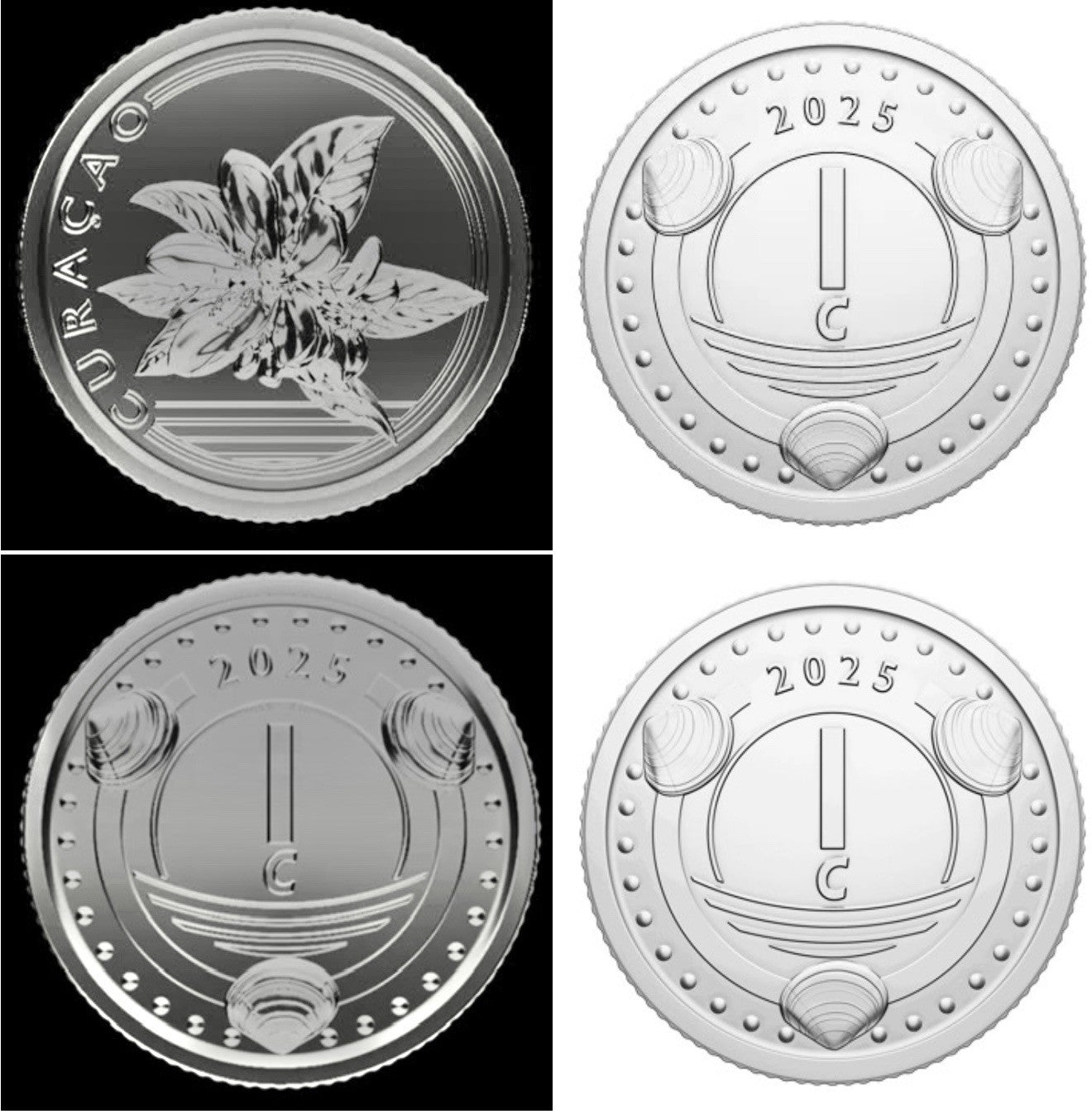 CURACAO + SINT MAARTEN 1 cent 2025 UNC- 2-coin set, 1 From Each Island ...